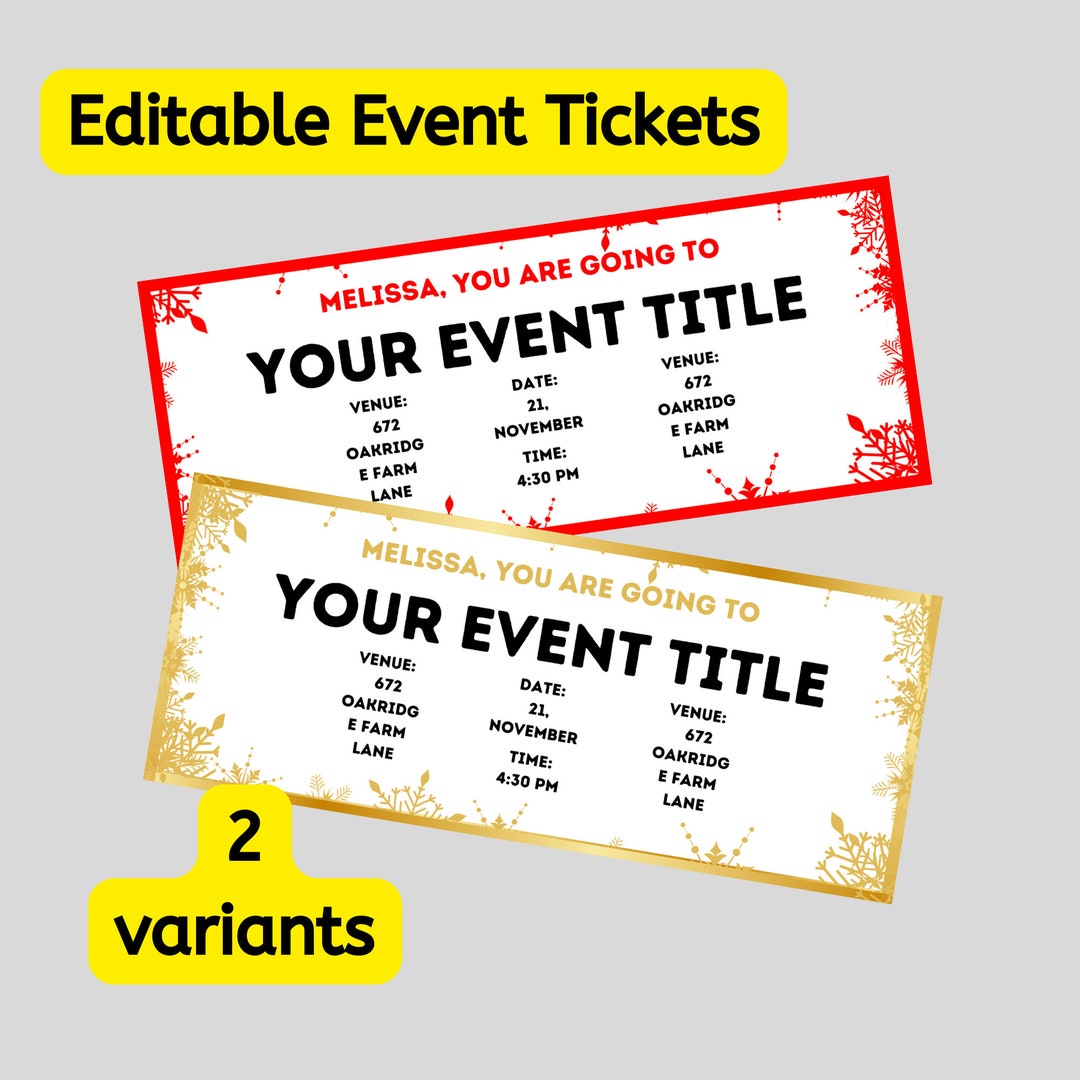 Event Ticket Template EDITABLE DIY Event Printable Surprise - Etsy Australia