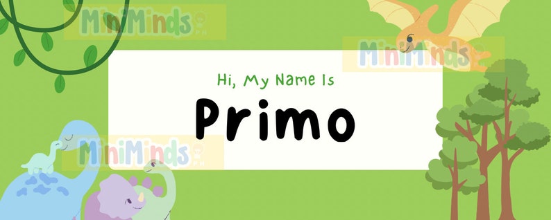 Dinosaur Name Tag Template by Minimindsph - Etsy UK