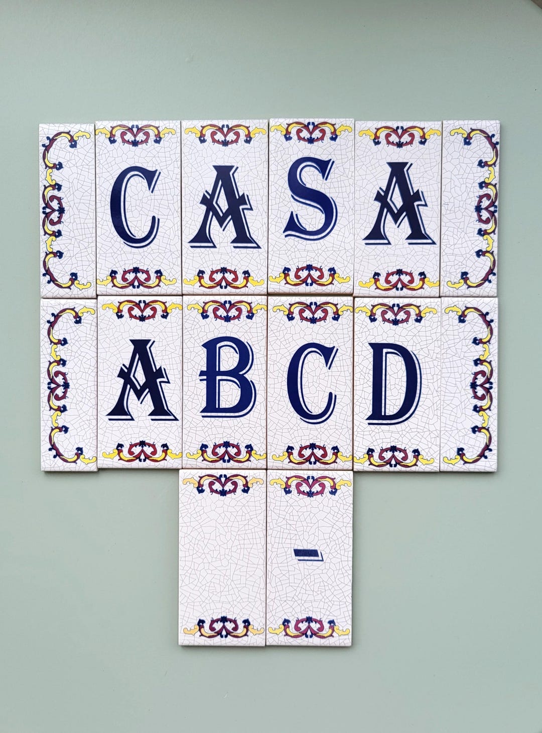 Hand-made Portuguese Ceramic House Letter Tiles: Vintage Azulejo From ...