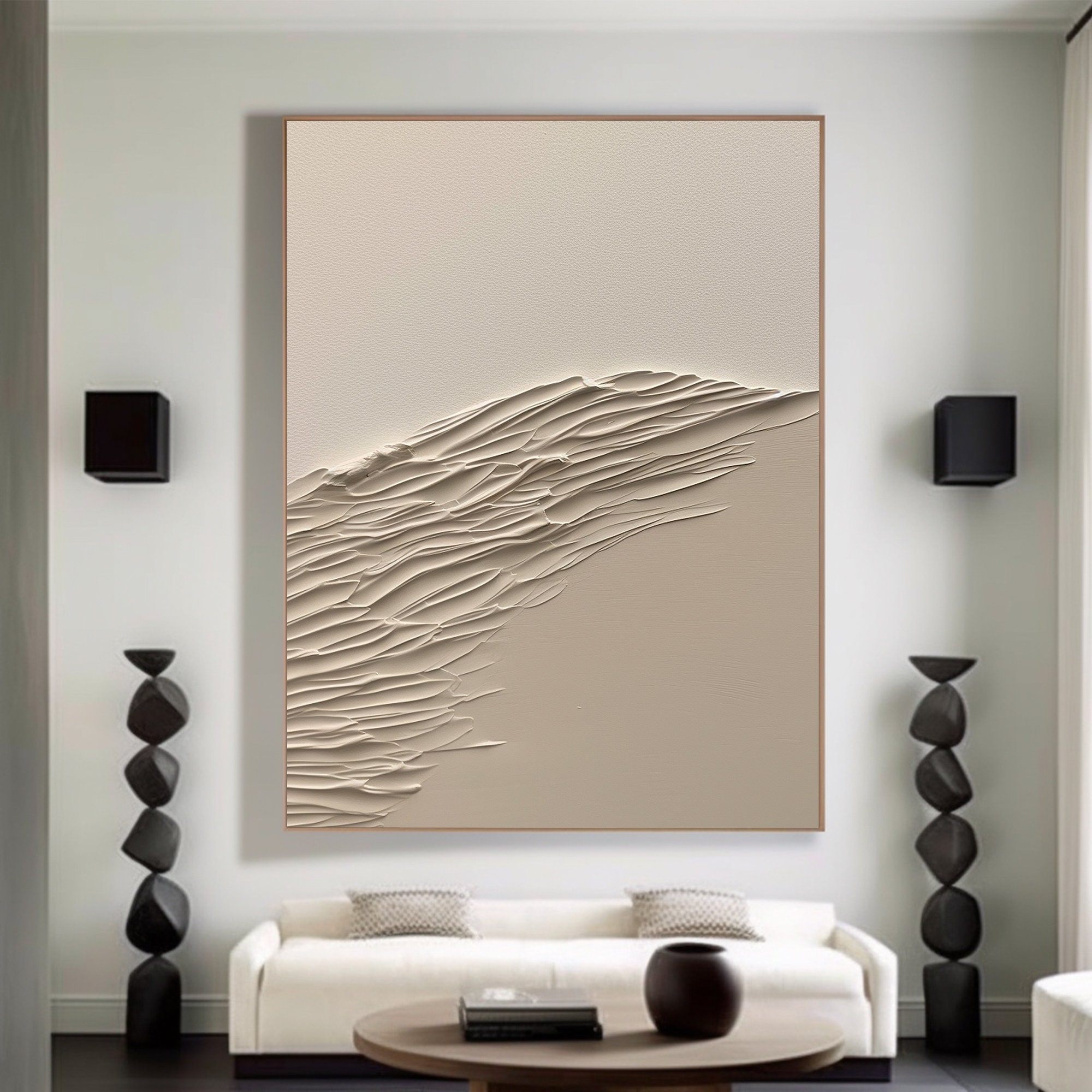 Pure Beige 3D Textured Wall Art Beige Textured Canvas Art Beige ...