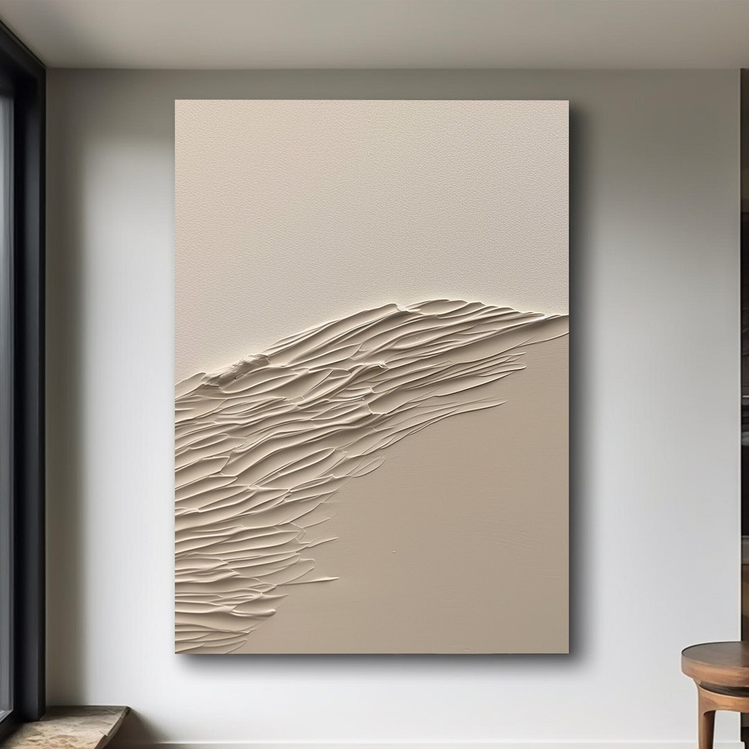 Pure Beige 3D Textured Wall Art Beige Textured Canvas Art Beige ...