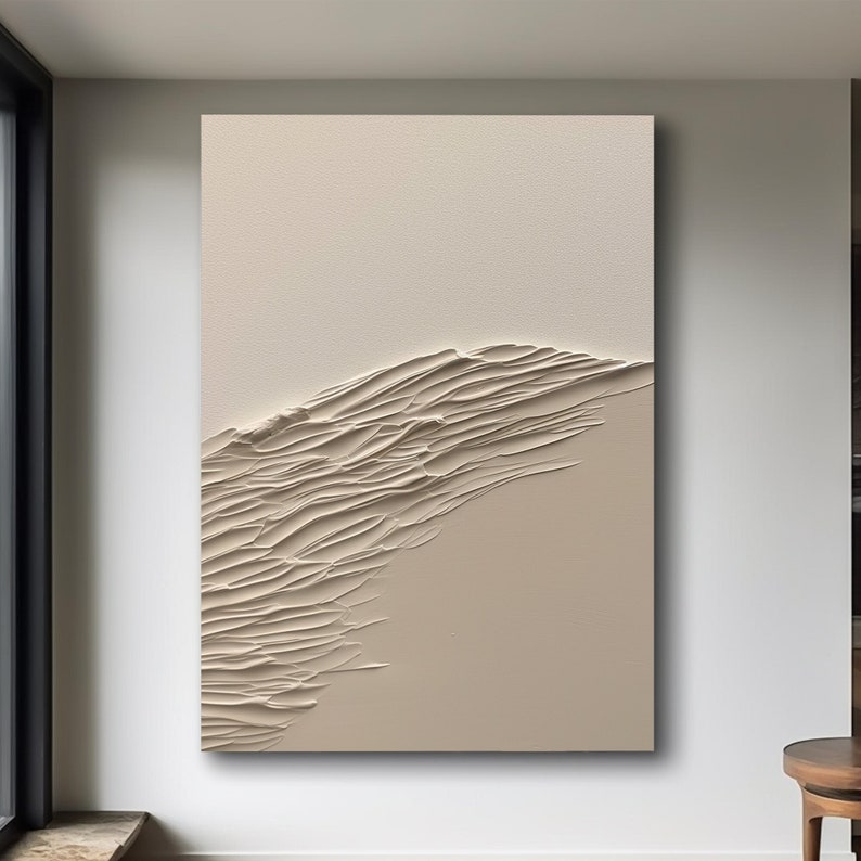 Pure Beige 3D Textured Wall Art Beige Textured Canvas Art Beige ...