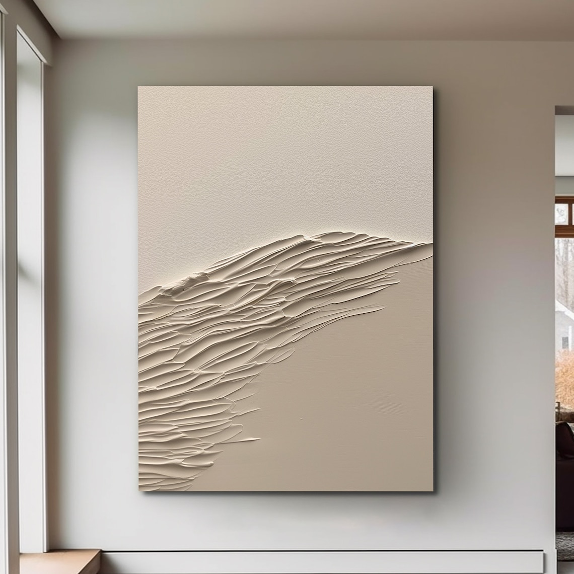 Pure Beige 3D Textured Wall Art Beige Textured Canvas Art Beige ...