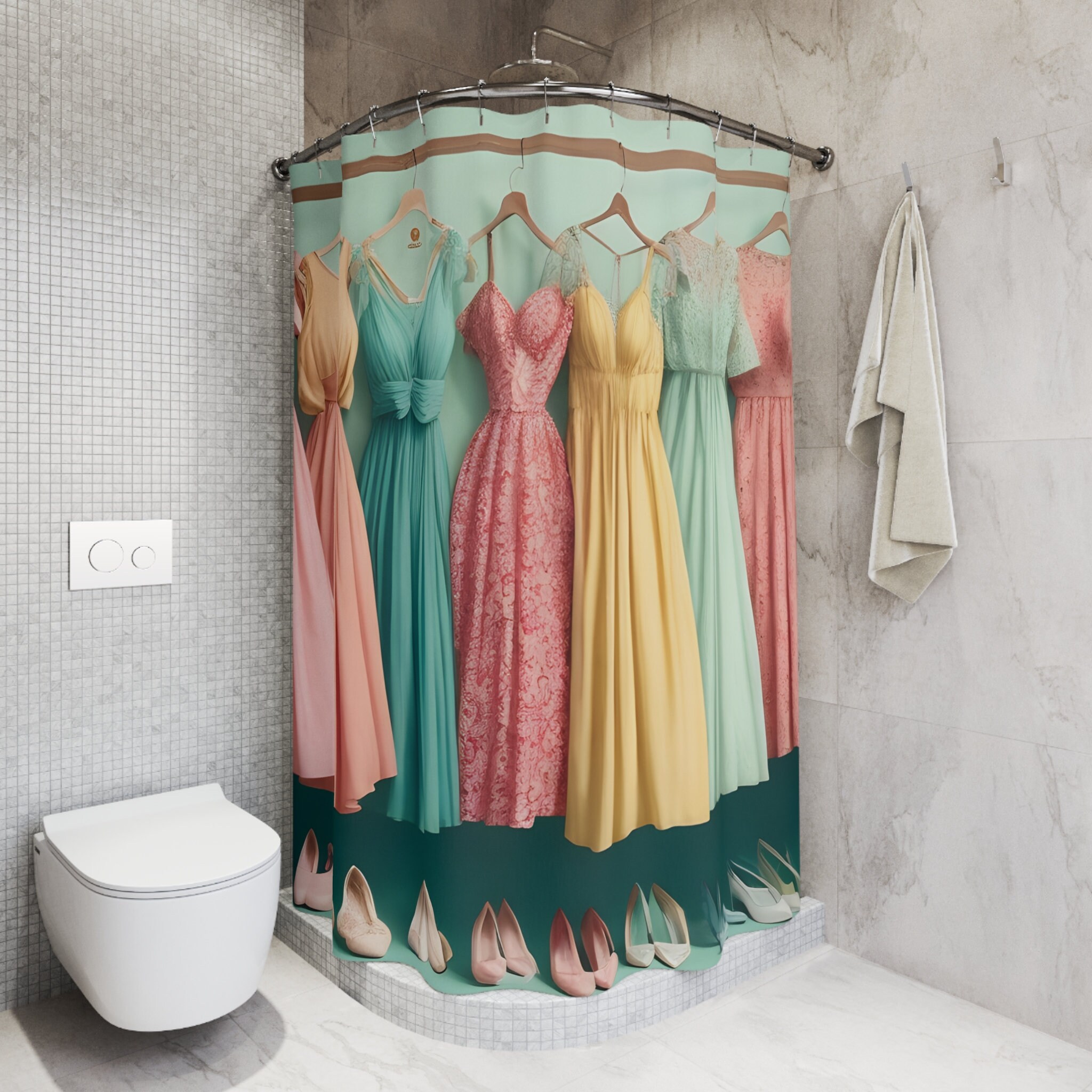 Vintage Dresses Shower Curtain Vogue-inspired Elegance Bathroom Decor ...