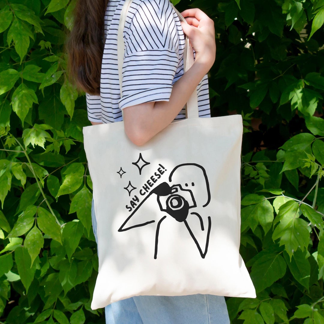 Doodle Tote Bag Meme Theme Say Cheese Bag Cotton Canvas Bag Tote Bag ...