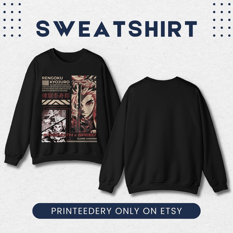 Rengoku Sweatshirt, Demon Hunter Anime, Flame Hashira, Kyojuro Merch ...