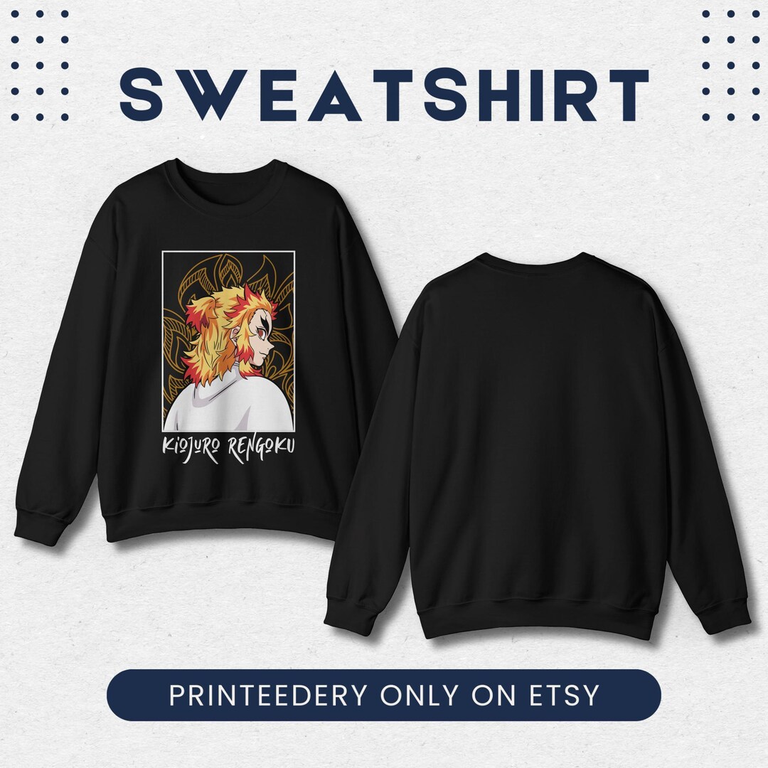 Rengoku Sweatshirt, Demon Hunter Anime Merch, Anime Sweatshirt, Flame ...