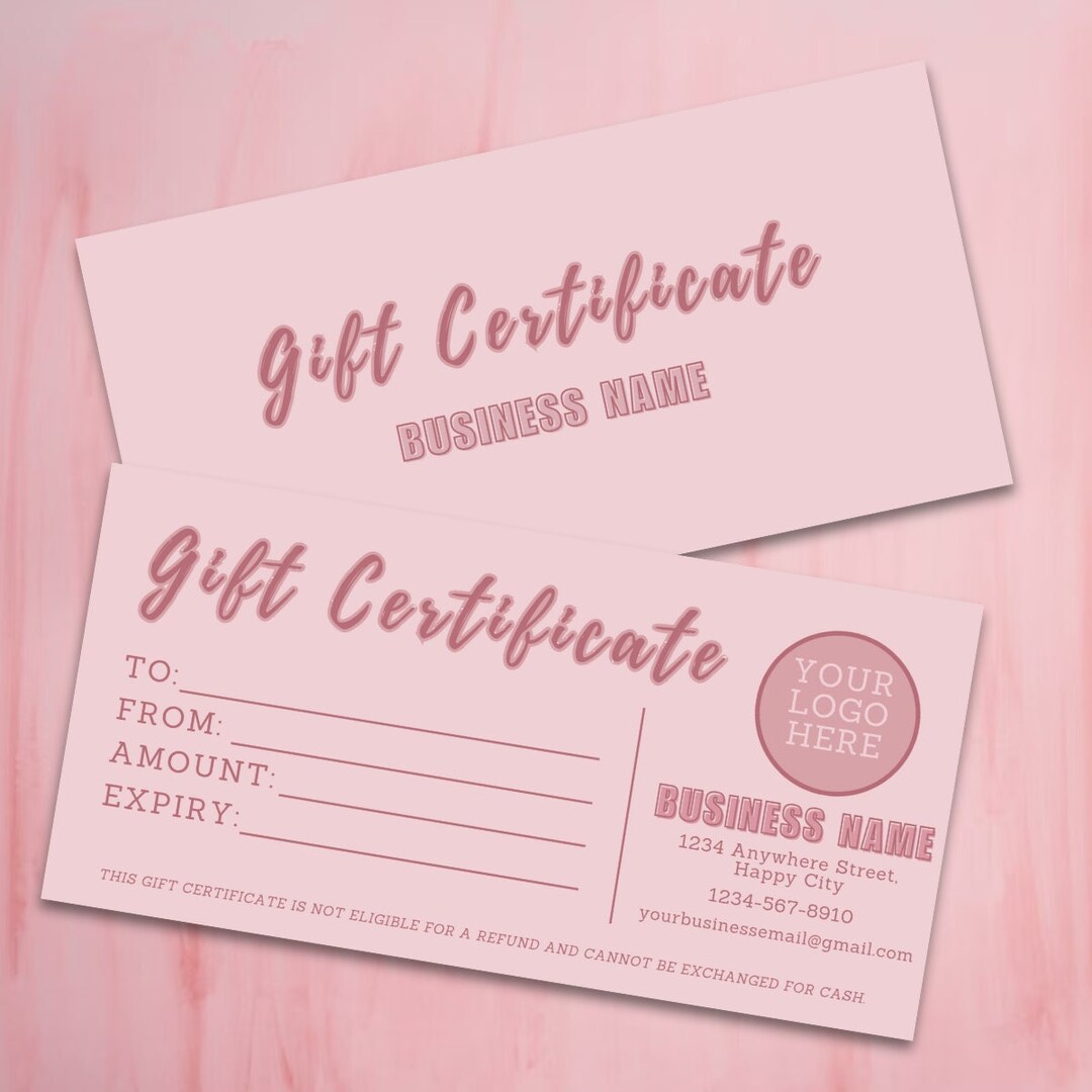 Rose Gold Editable Gift Certificate Template, Gift Certificate Template ...