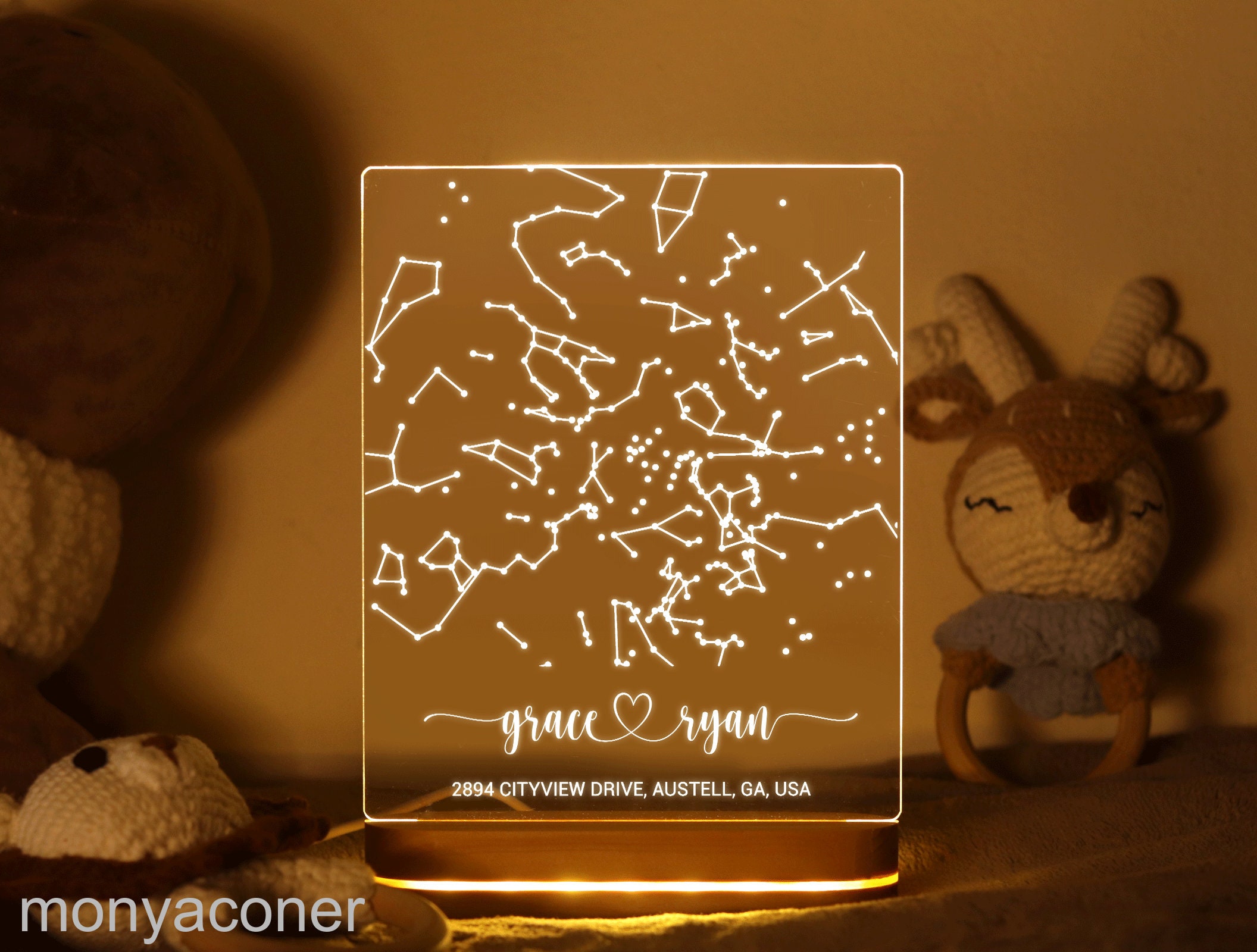 Custom Star Map by Date, Personalized Constellation Chart Lamp, Night ...