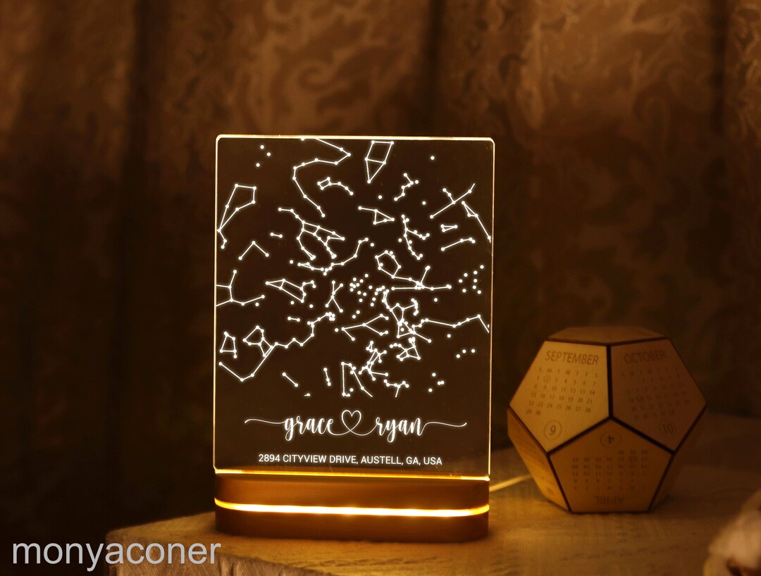 Custom Star Map by Date, Personalized Constellation Chart Lamp, Night ...