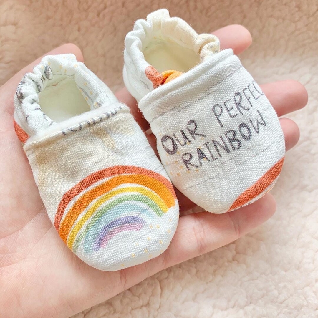Rainbow Baby, Pram Shoes, Stay on Shoes, Cot Shoes, Rainbow Print ...
