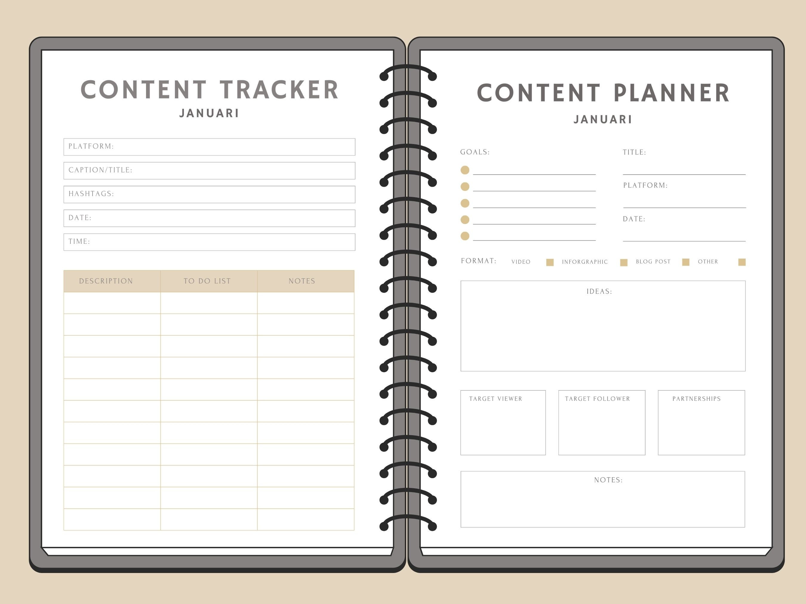 Printable Content Planner | Tracker Monthly Printable | Social Media ...