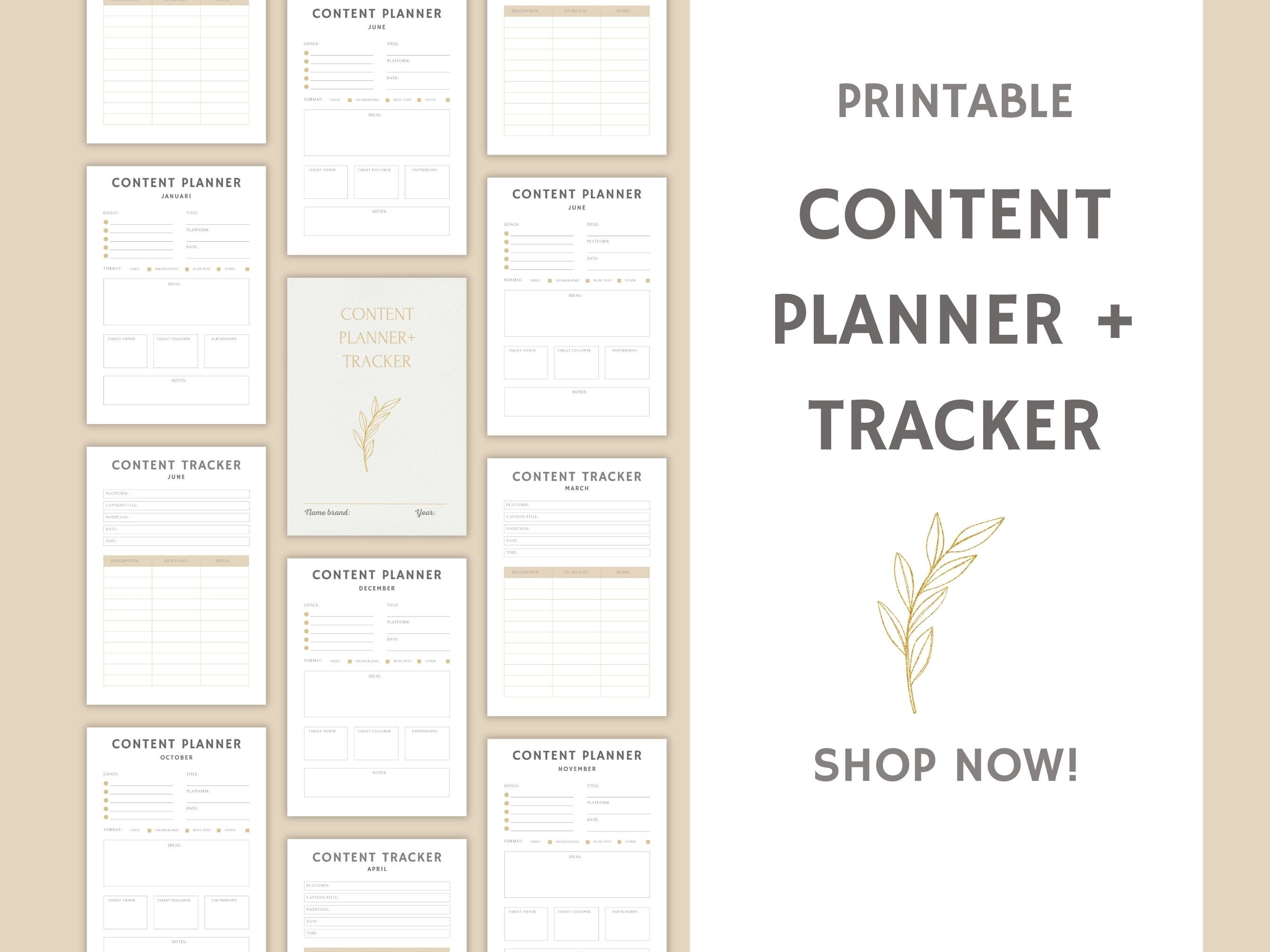 Printable Content Planner | Tracker Monthly Printable | Social Media ...