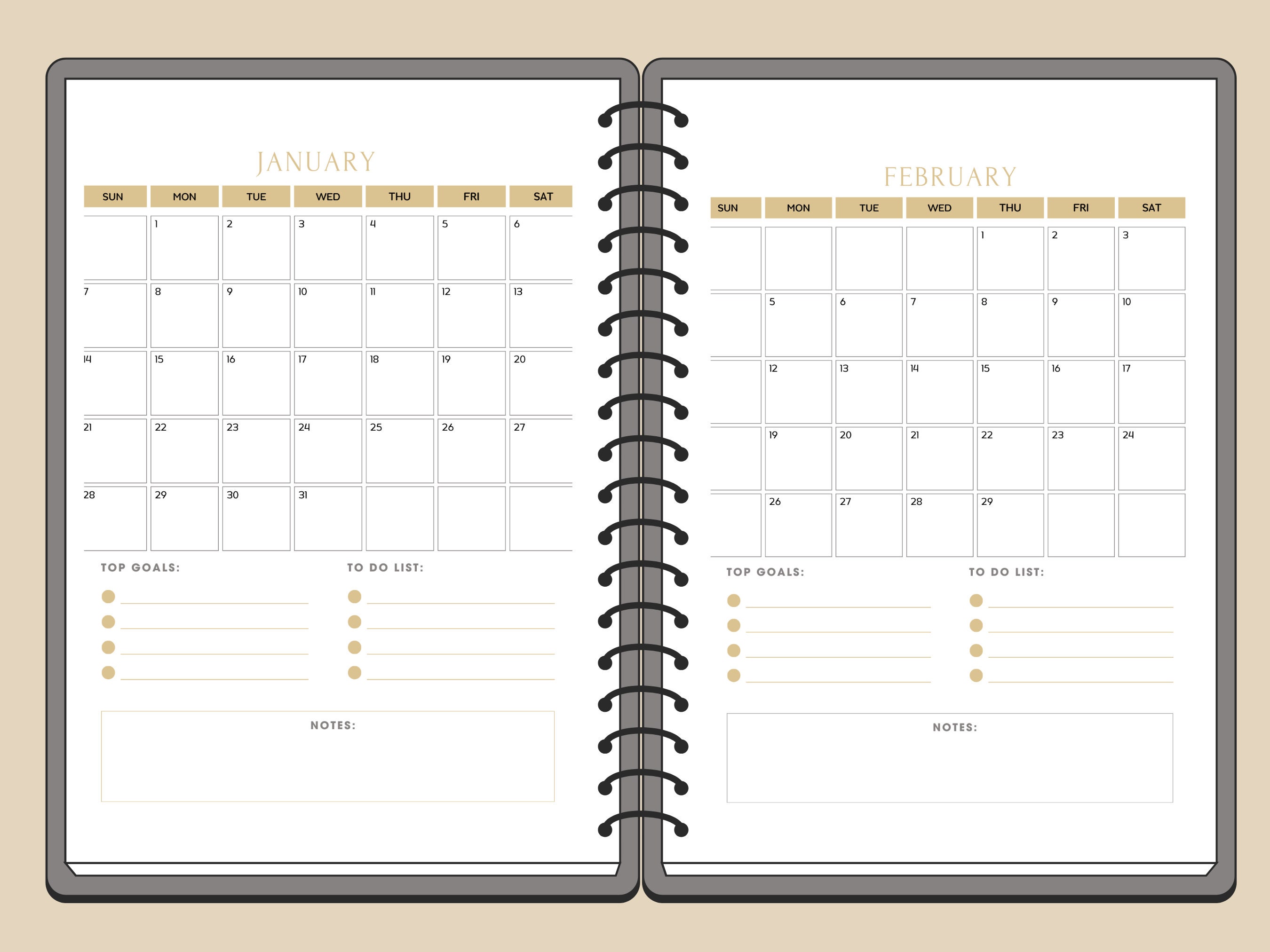 Monthly Planner 2024 Printable | Instant PDF Download | Productivity ...