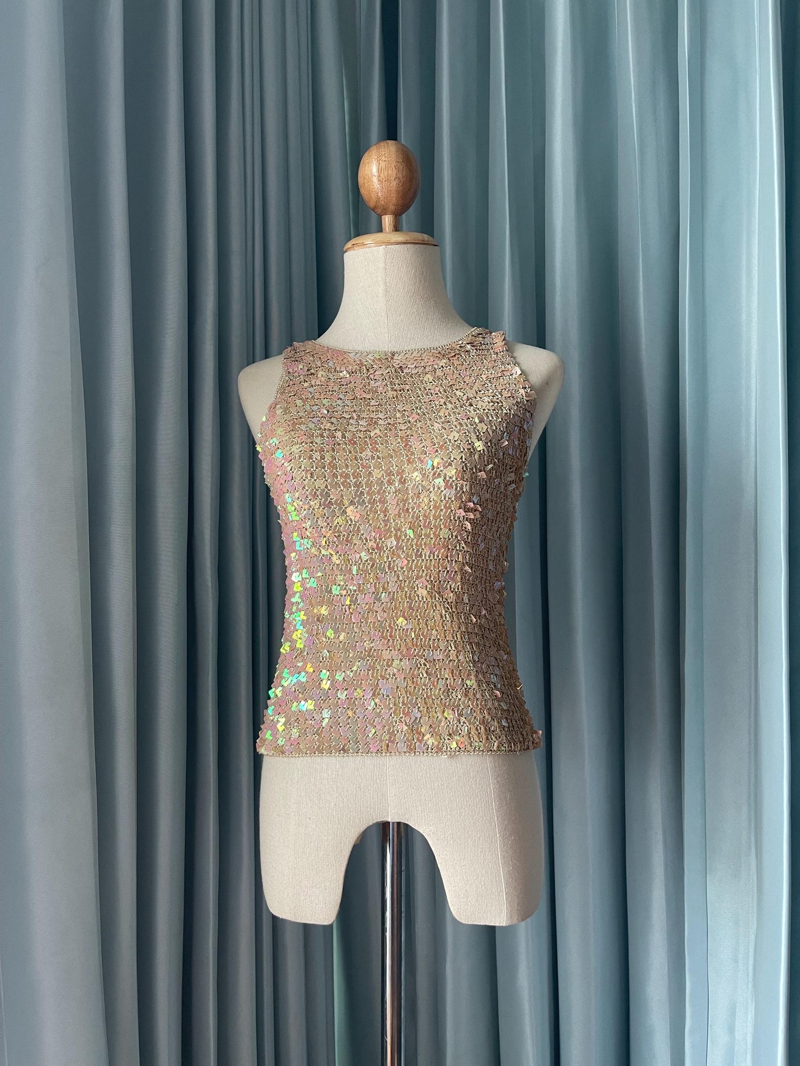 Y2k Mermaidcore Vintage Crochet Sequin Top/festivel Top Ibiza Sequin ...