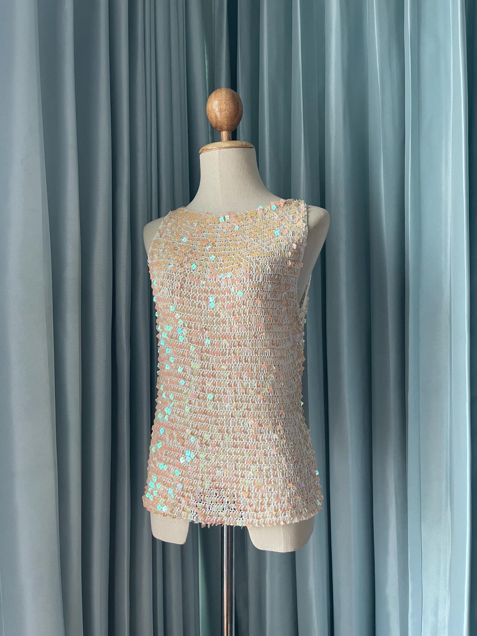 Y2k Mermaidcore Vintage Crochet Sequin Top/festivel Top Ibiza Sequin ...