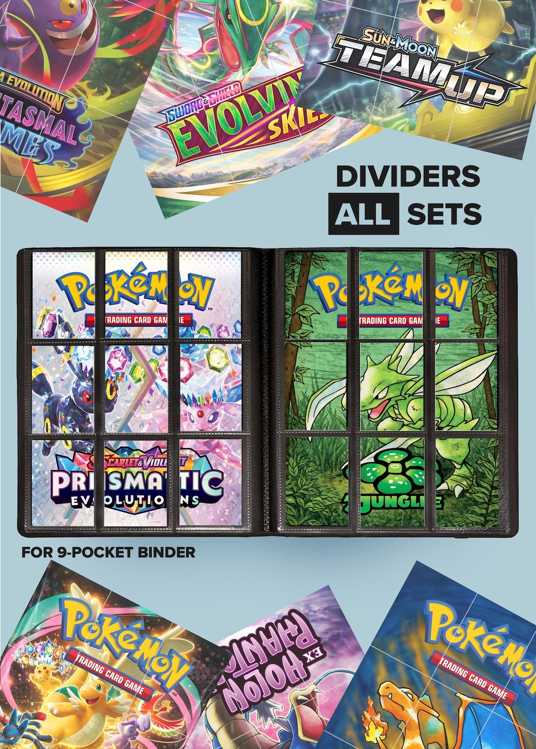 Pokémon Cards Binder Divider, ALL Sets Included! – for 9-pocket Binder ...