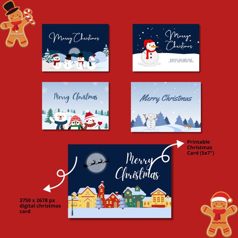 10 Bundle Christmas Card Template, Printable Christmas Card Template ...