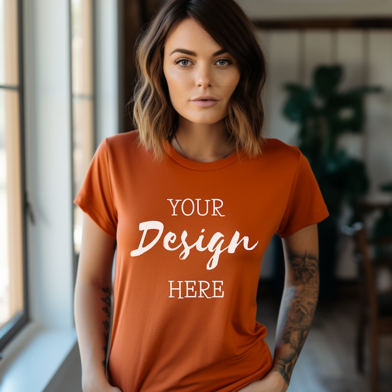 Bella Canvas Rust Tshirt Mockup Christmas Shirt Mockup Bella 3001 T ...