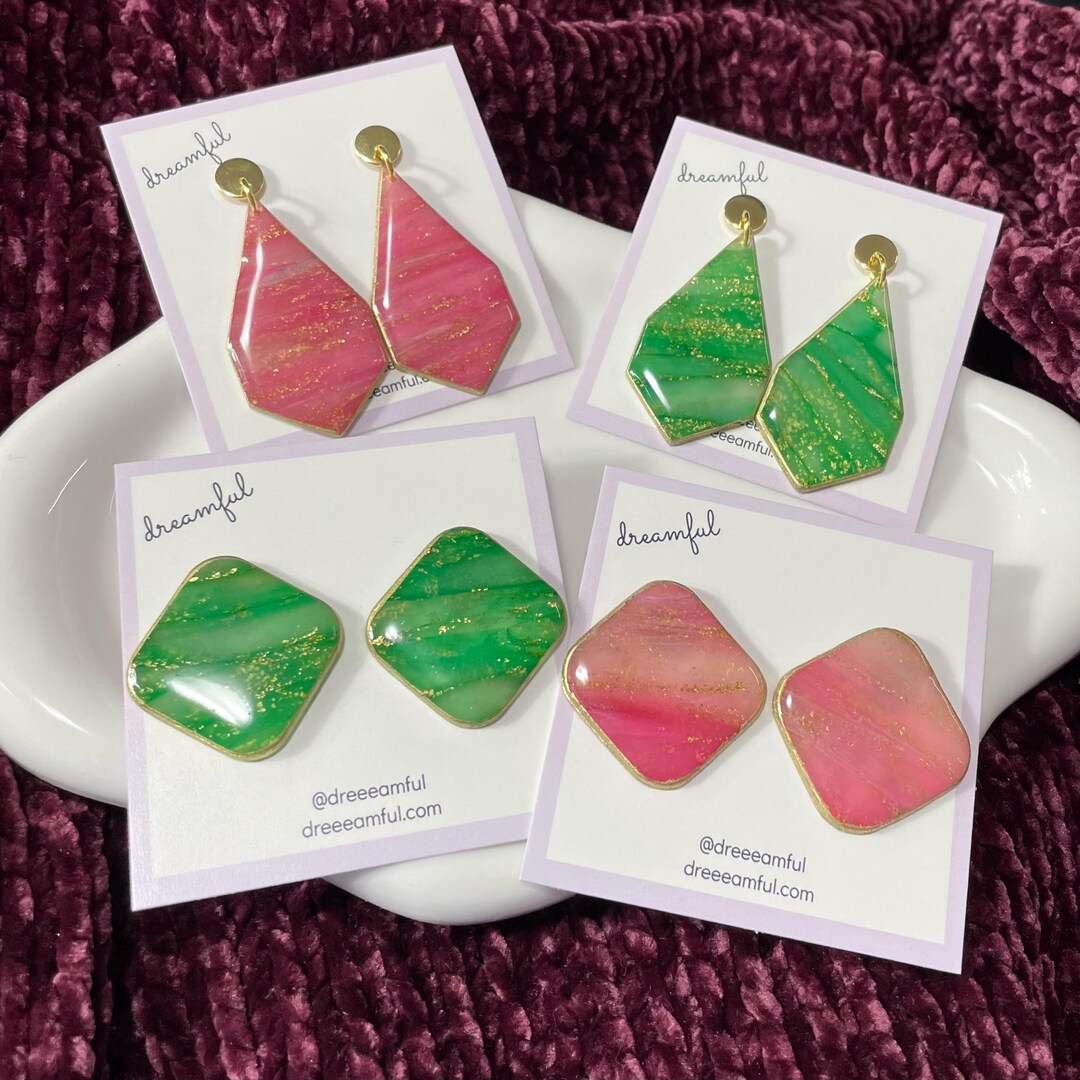 Pink Glinda or Green Elphaba Polymer Clay Earrings | Wicked Inspired - Etsy