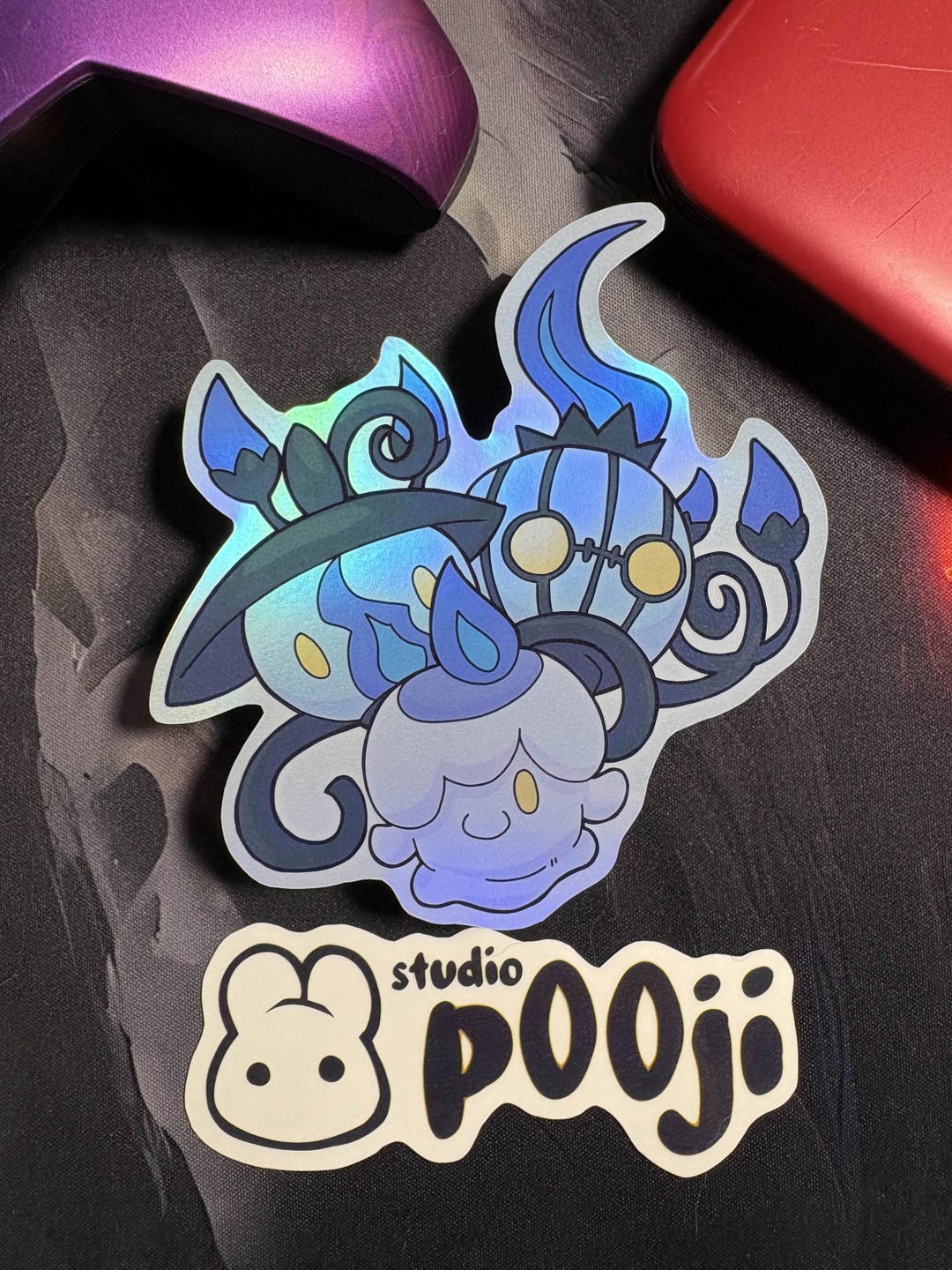 Pokemon Litwick, Lampent, and Chandelure Foil Waterproof Sticker ...