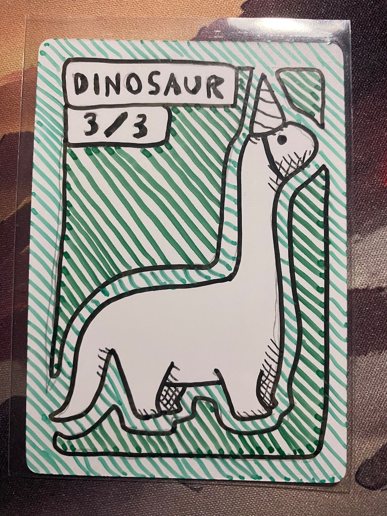 Dat Boi Long Design Dinosaur Token for Magic the Gathering Hand-drawn ...