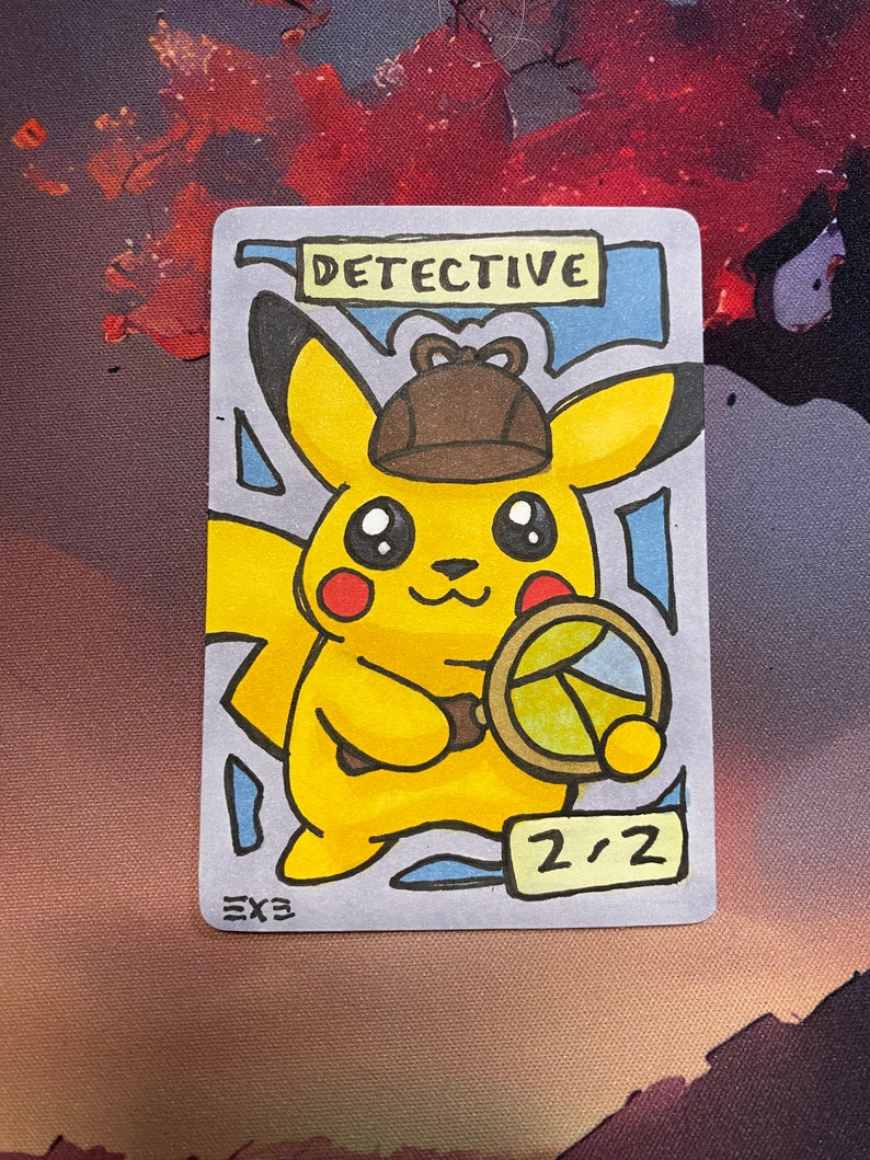 Detective Pikachu Detective Token for Magic the Gathering Hand-drawn ...