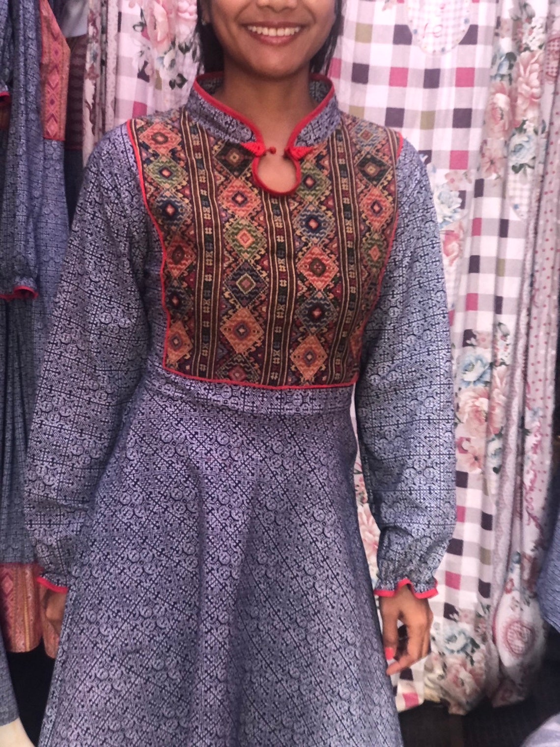 Thai Ethnic Dress, Traditional Dress for Woman, Cotton Dress With ...