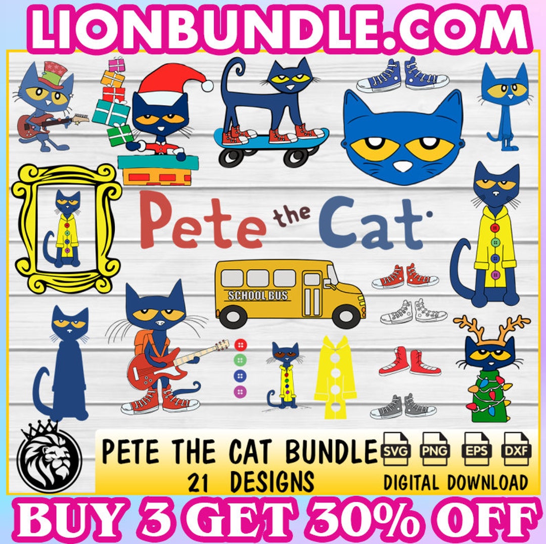 Pete the Cat Svg Bundle, Pete the Cat Clipart, Pete the Cat SVG - Etsy