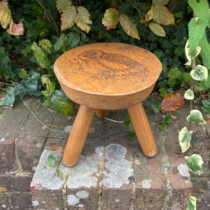 Vintage Children’s Milking Stool With an Engraved Fairytale Woodland ...