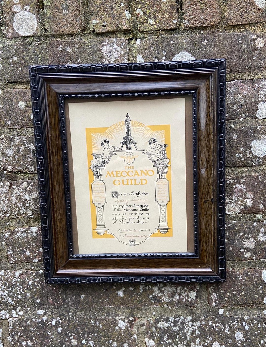 1920s Meccano Guild Certificate in a Gorgeous Vintage Wooden Glazed ...
