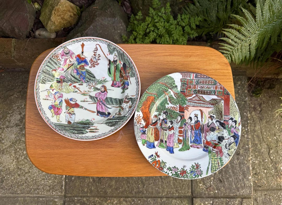 Vintage Hand Decorated Porcelain Plates From Macau - Oriental Plates ...