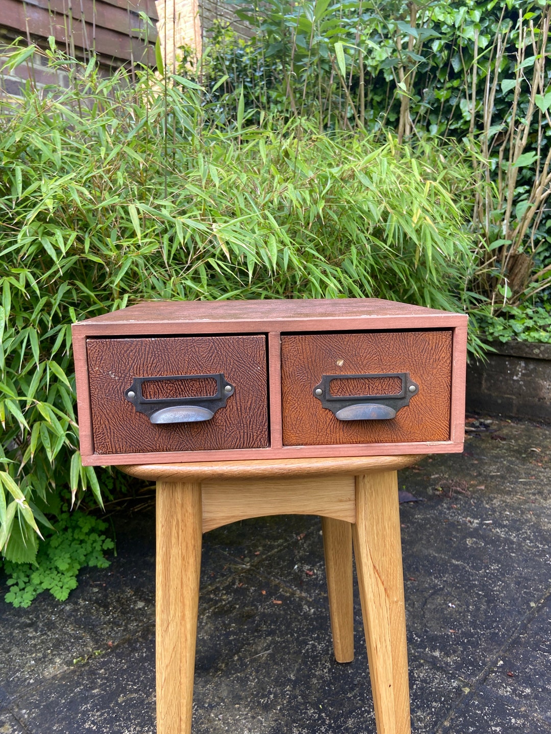 Vintage Faux Crocodile Skin Filing Drawers, Metal Label Holders - Etsy