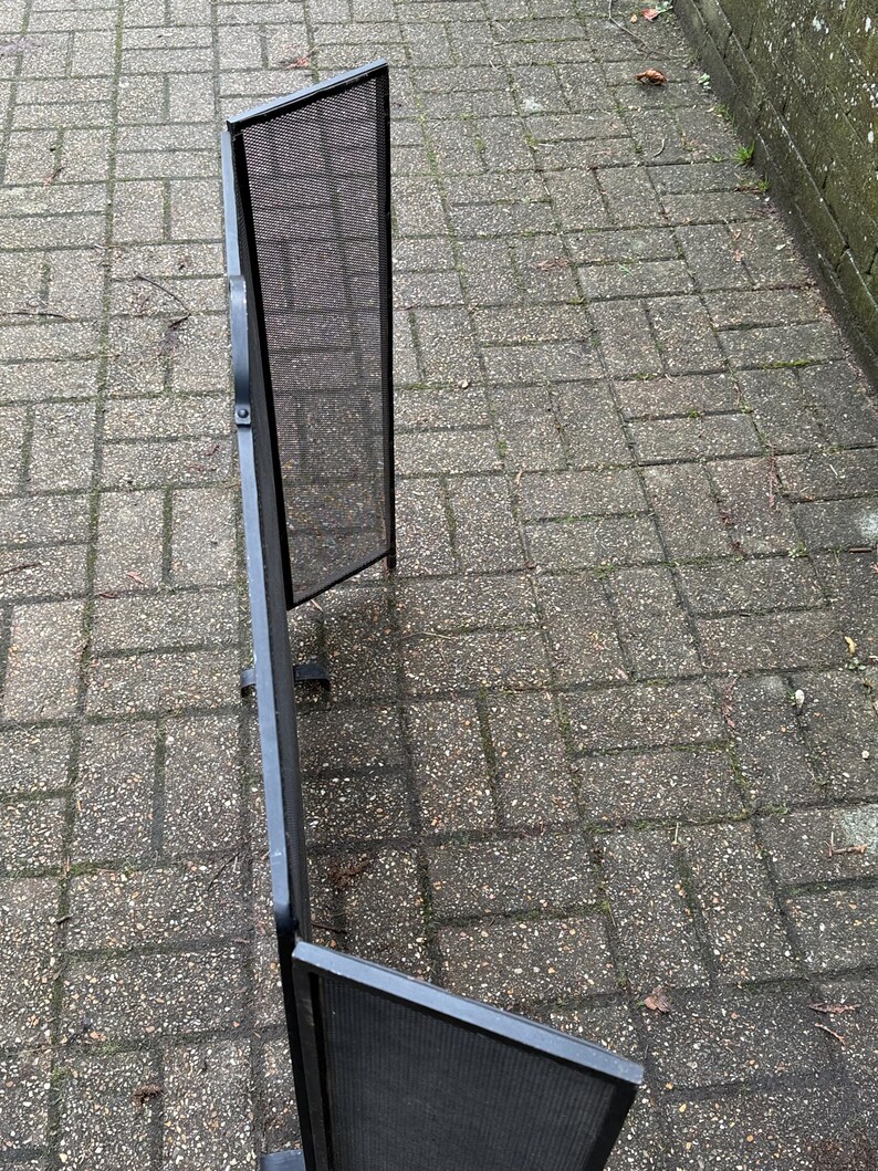 Circa 1970s Vintage Black Iron Folding Fire Screen Mesh Fireplace Guard ...