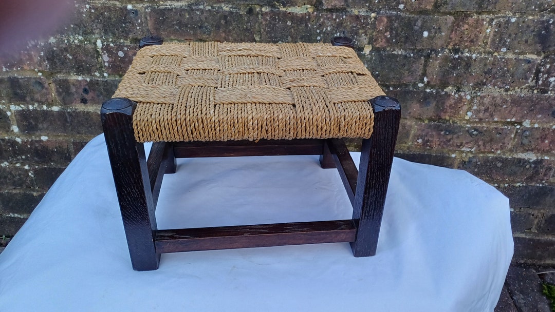 Vintage Strung Sold Oak Stool String Foot Stool. - Etsy