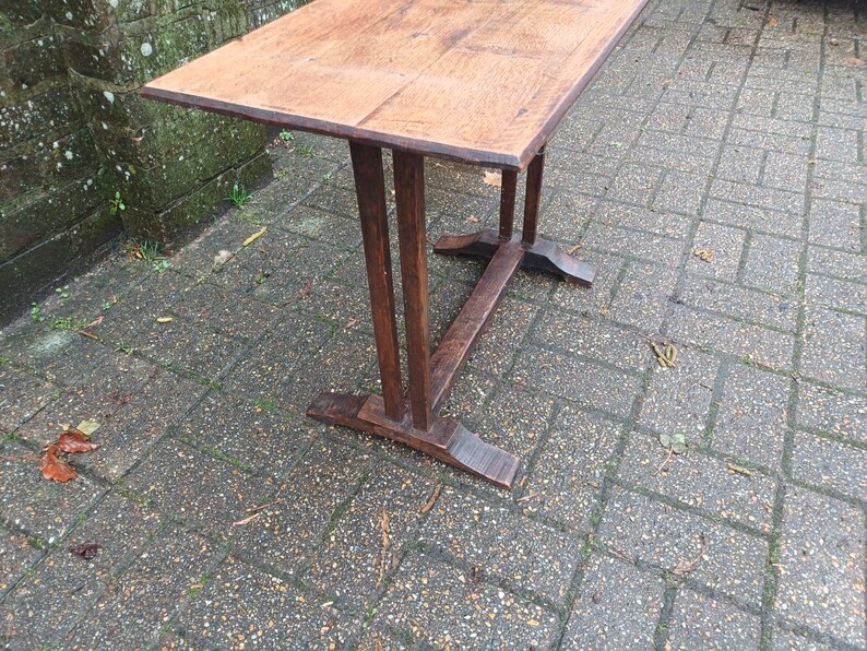 Antique Arts and Crafts Oak Trestle Table Side Table Console Circa 1900 - Etsy