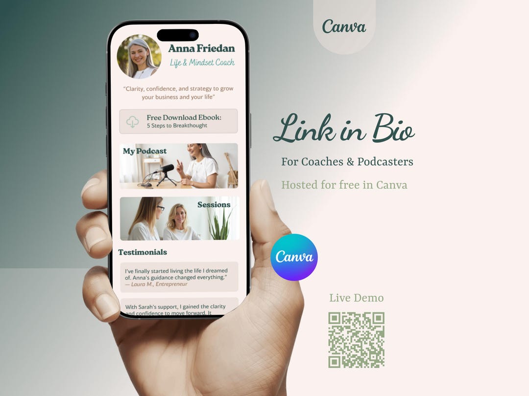 Link Tree Template Link in Bio Template Coaches Editable Canva Landing ...