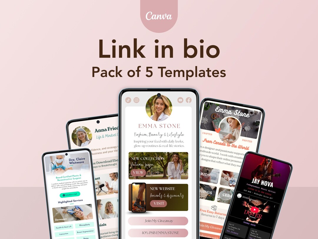 Link in Bio Templates – 5 Canva Designs | Linktree Alternative for ...