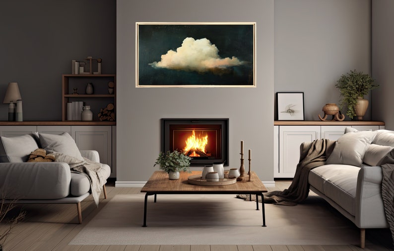 Frame TV Art Vintage Cloud Painting, Cloud TV Art for Samsung Frame Tv ...