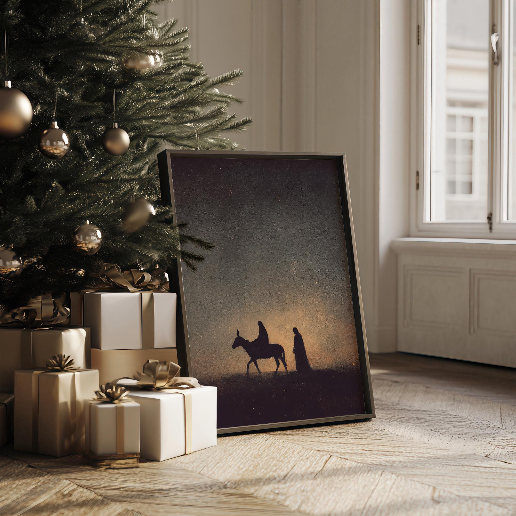 Mary & Joseph Journey to Bethlehem, Nativity Art Printable, Religious ...