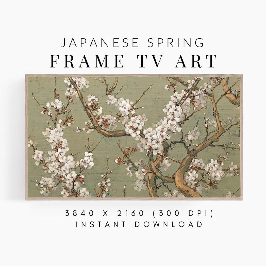 Frame TV Art Spring Cherry Blossom Japanese Painting for the Samsung ...