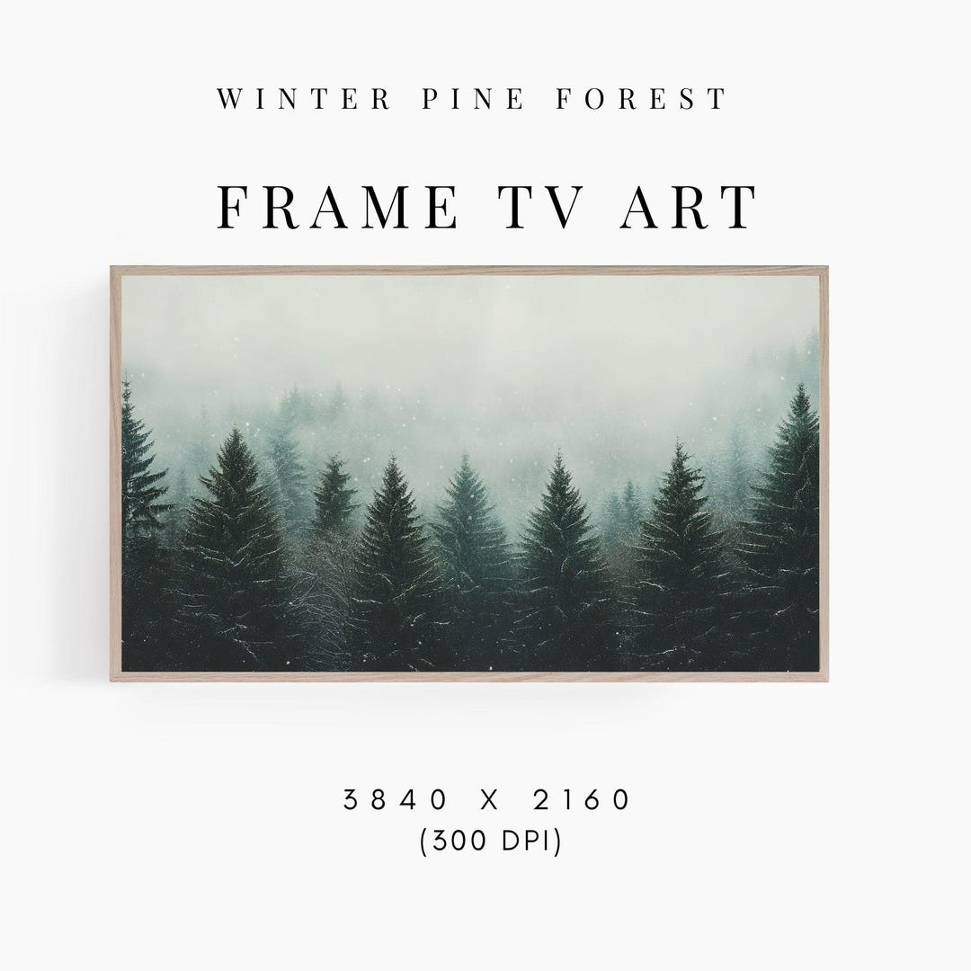 Winter Frame TV Art, Christmas Frame TV Art Pine Forest in Winter ...