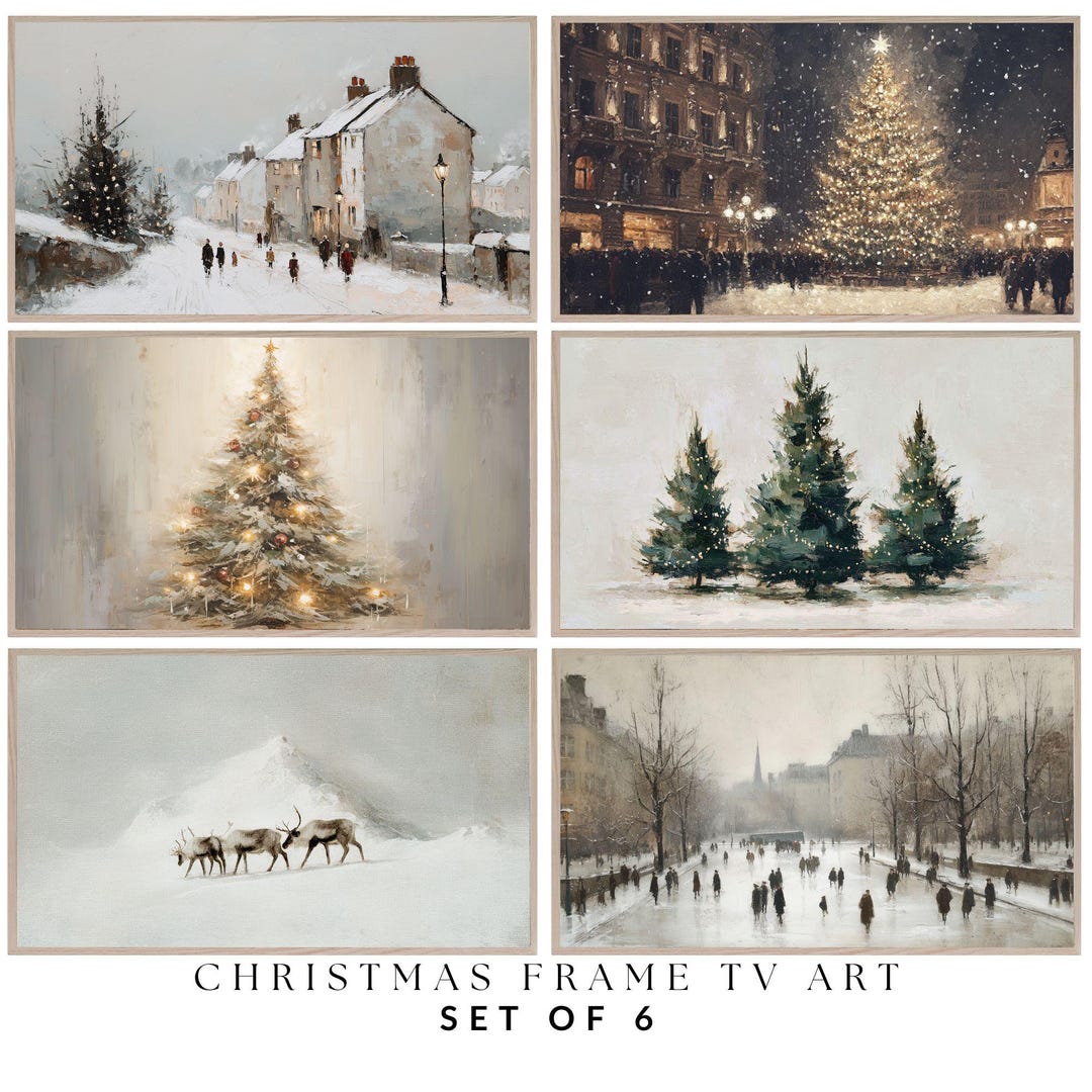 Vintage Christmas Samsung Frame TV Art Bundle Set of 6, Holiday Art ...