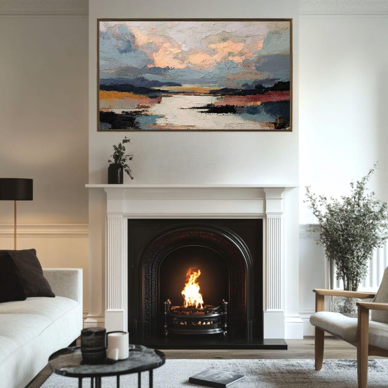 Frame TV Art Abstract Landscape Painting With Texture, Modern ...