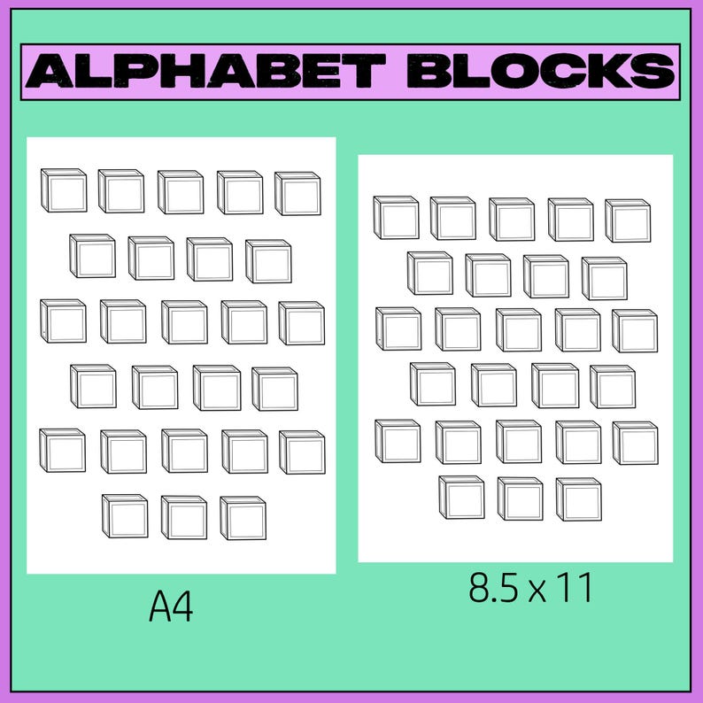 Alphabet Blocks Printable Pages and Flash Cards Educational Resource ...
