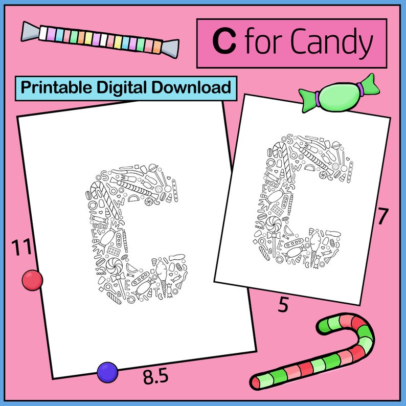 C for Candy Printable Coloring Page Unique Alphabet Design Creative ...