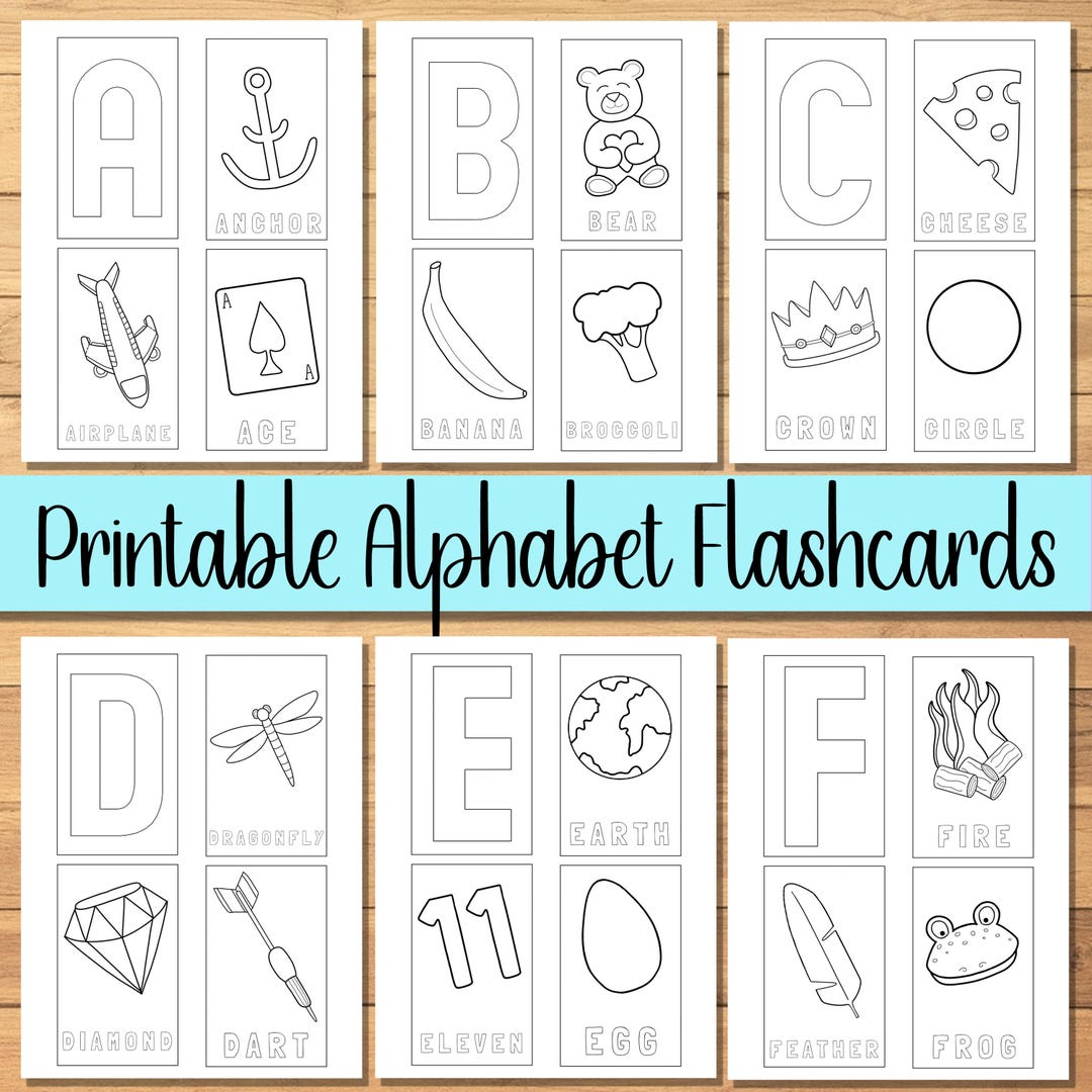 Printable Alphabet Flashcards 100+ Different Black & White Cards. Color ...