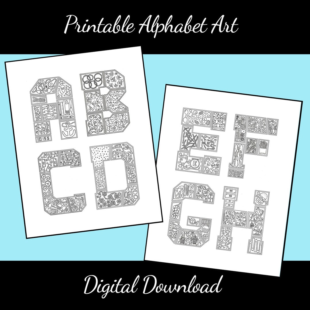 Printable Alphabet Illustrations 8.5x11 4 Letters per Page Printable ...