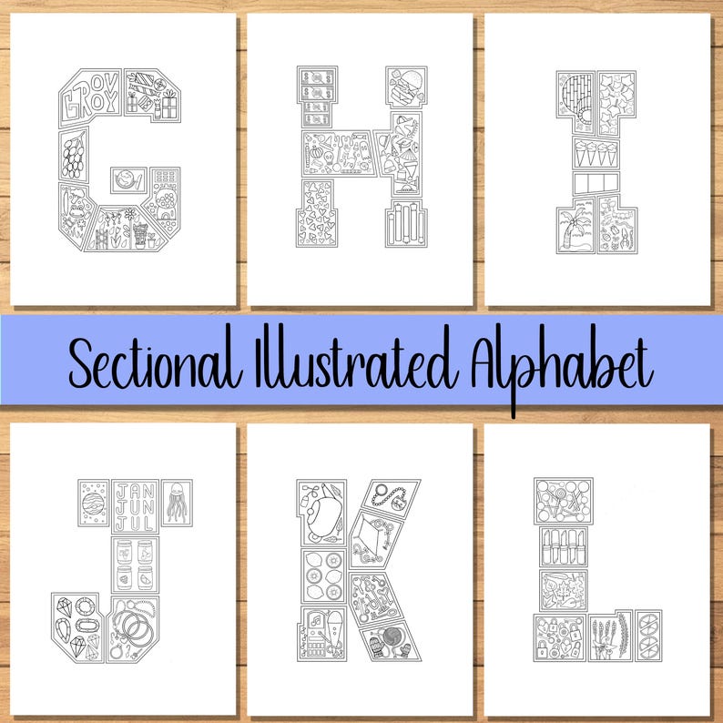 Individual Letter Coloring Pages. Printable and Hand-illustrated With ...