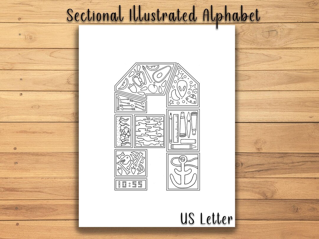 Individual Letter Coloring Pages. Printable and Hand-illustrated With ...